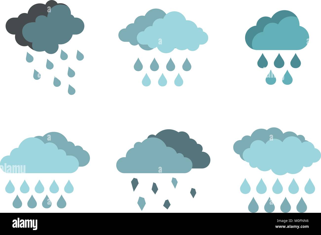 Rain cloud icon set, flat style Stock Vector Image & Art - Alamy