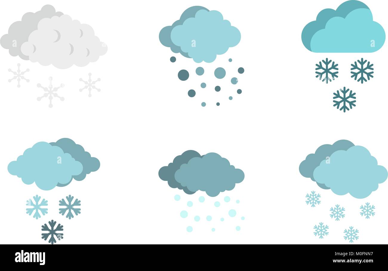 Snow cloud icon set, flat style Stock Vector Image & Art - Alamy