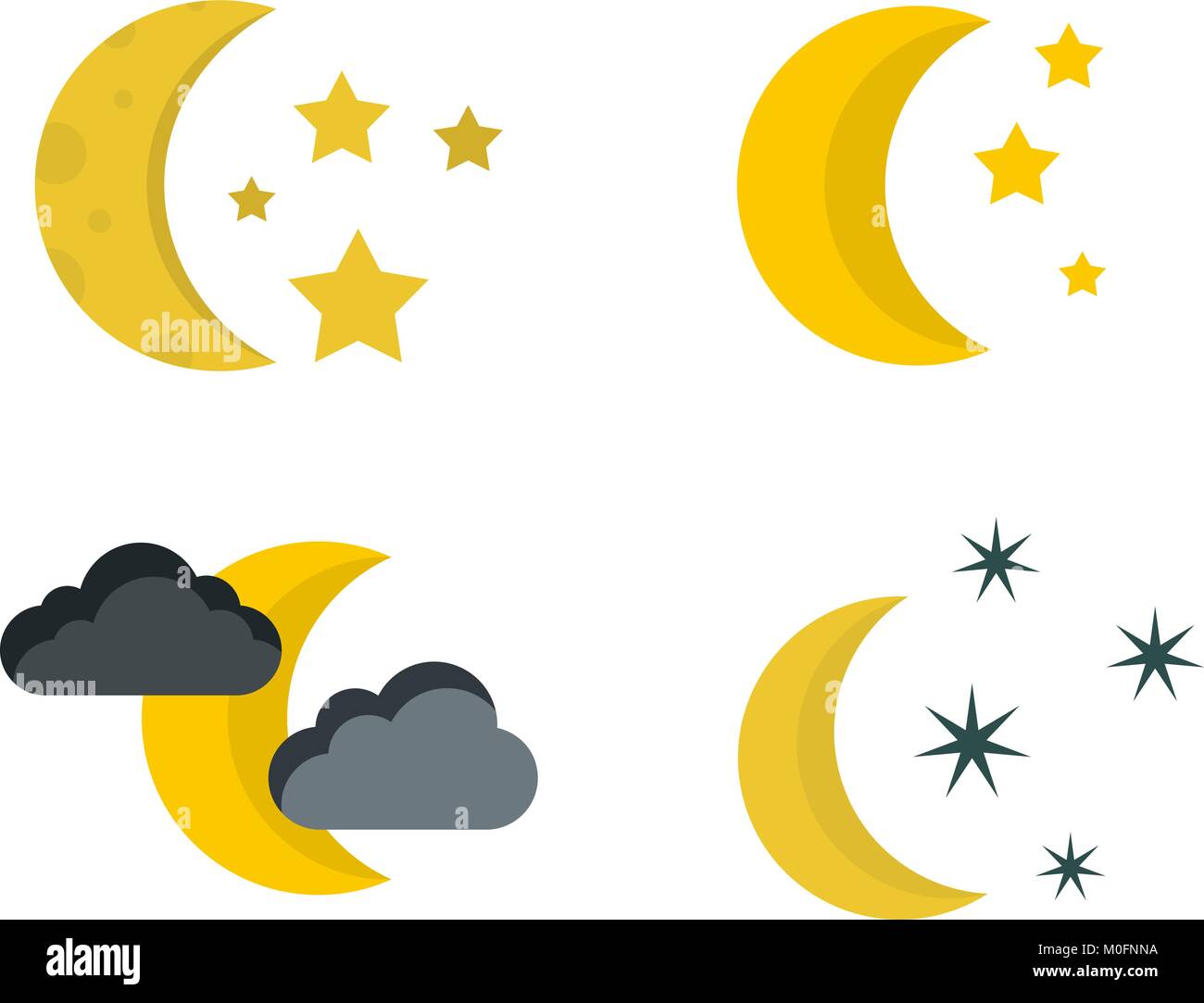 Moon icon set, flat style Stock Vector Image & Art - Alamy