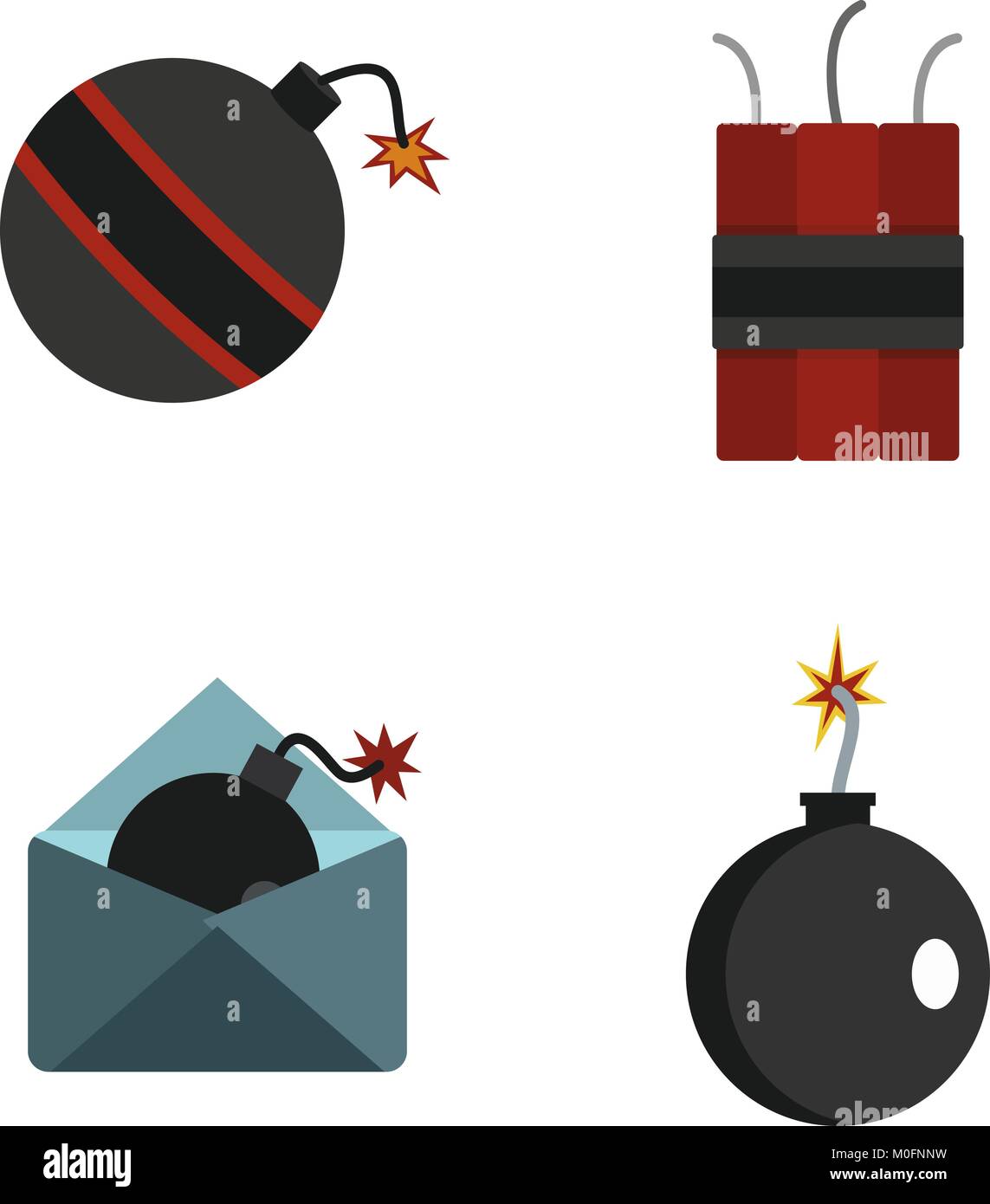 Bomb icon set, flat style Stock Vector Image & Art - Alamy