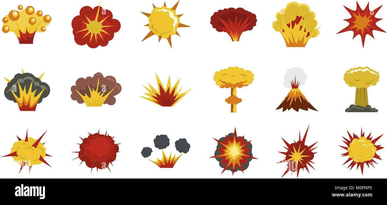 Explosion icon set, flat style Stock Vector Image & Art - Alamy