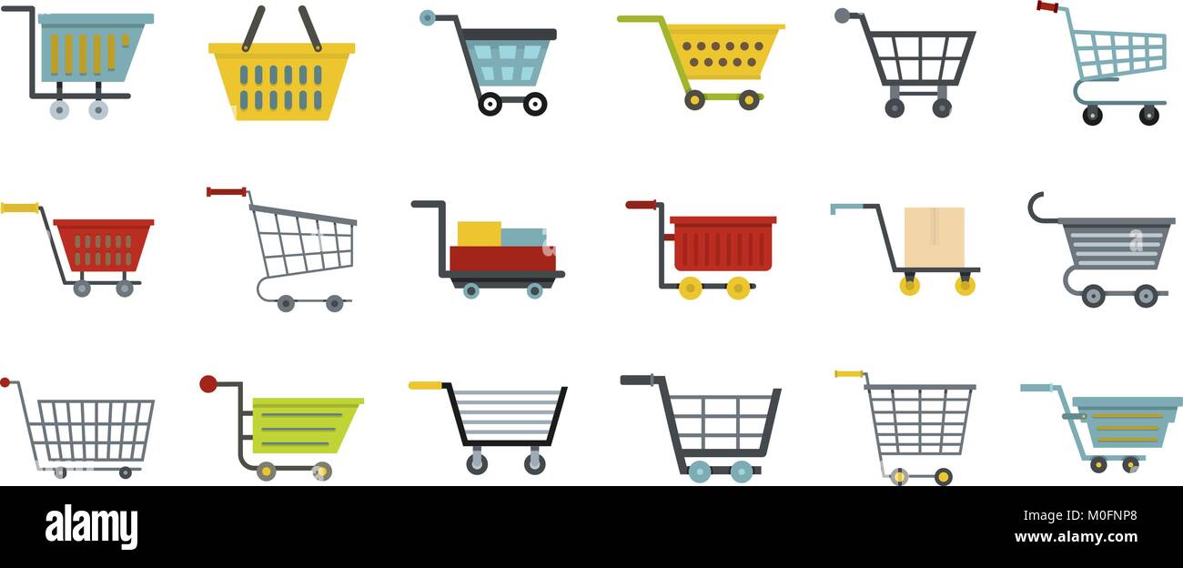 Shop cart icon set, flat style Stock Vector Image & Art - Alamy