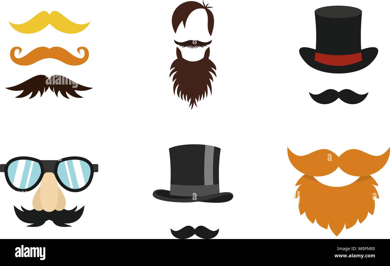 Mustache icon set, flat style Stock Vector Image & Art - Alamy
