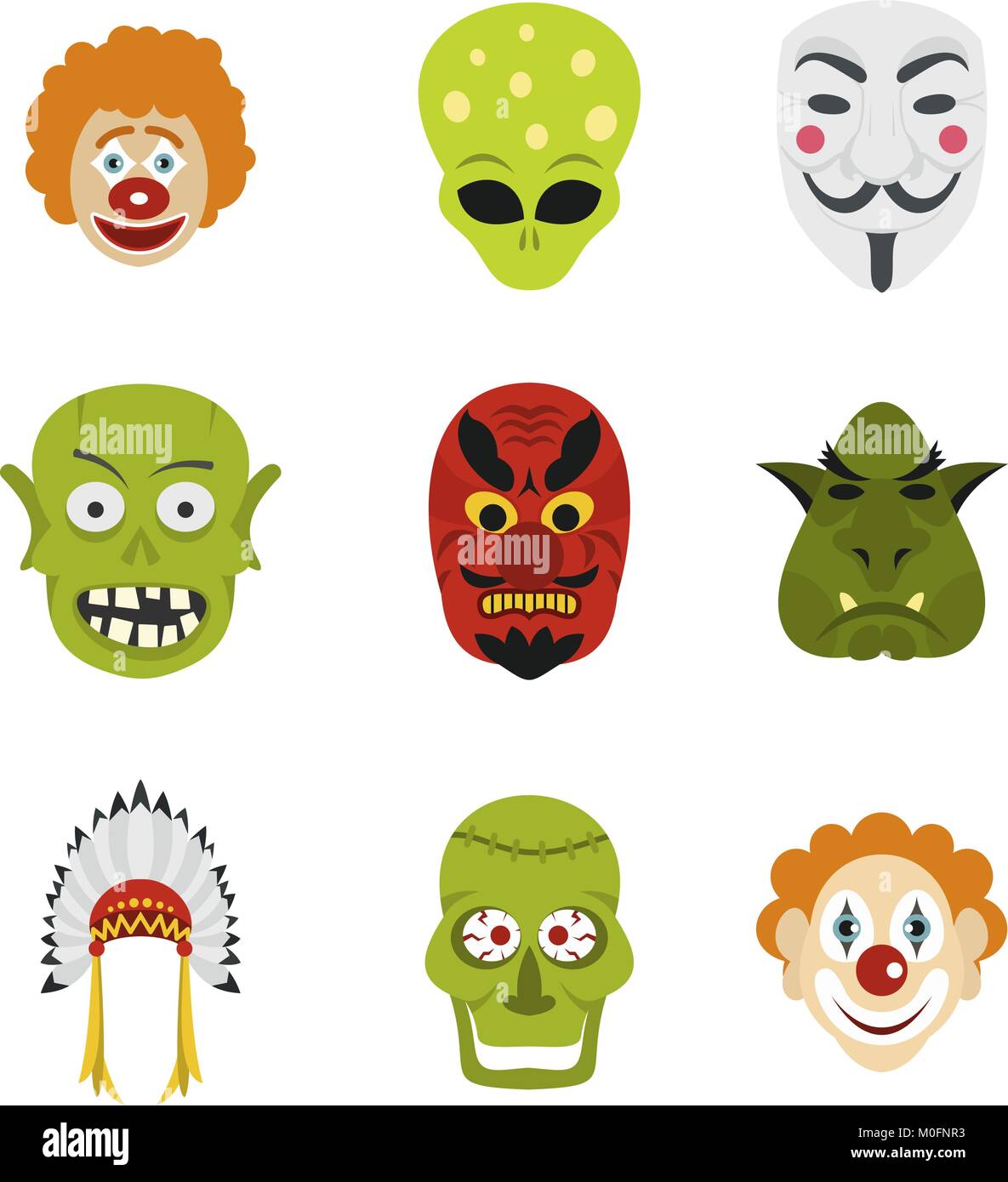 Mask icon set, flat style Stock Vector Image & Art - Alamy