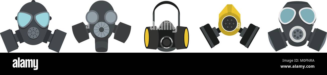 Gas mask icon set, flat style Stock Vector Image & Art - Alamy