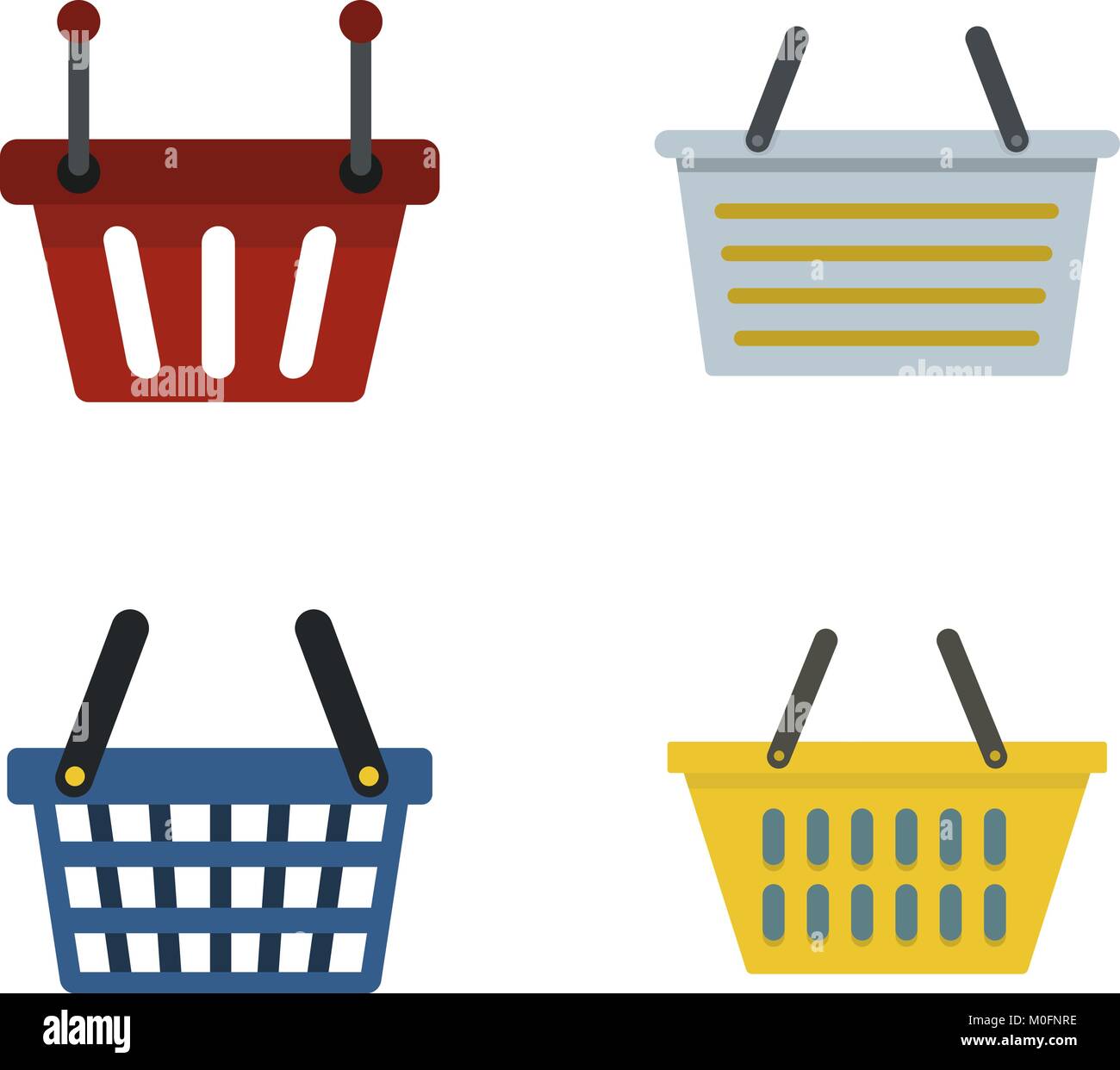 Shop basket icon set, flat style Stock Vector Image & Art - Alamy
