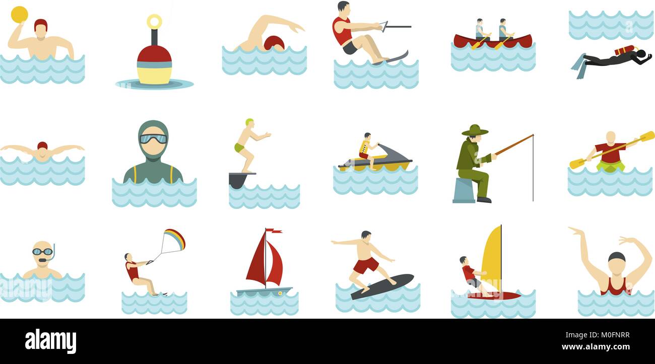 Water activities icon set, flat style Stock Vector Image & Art - Alamy
