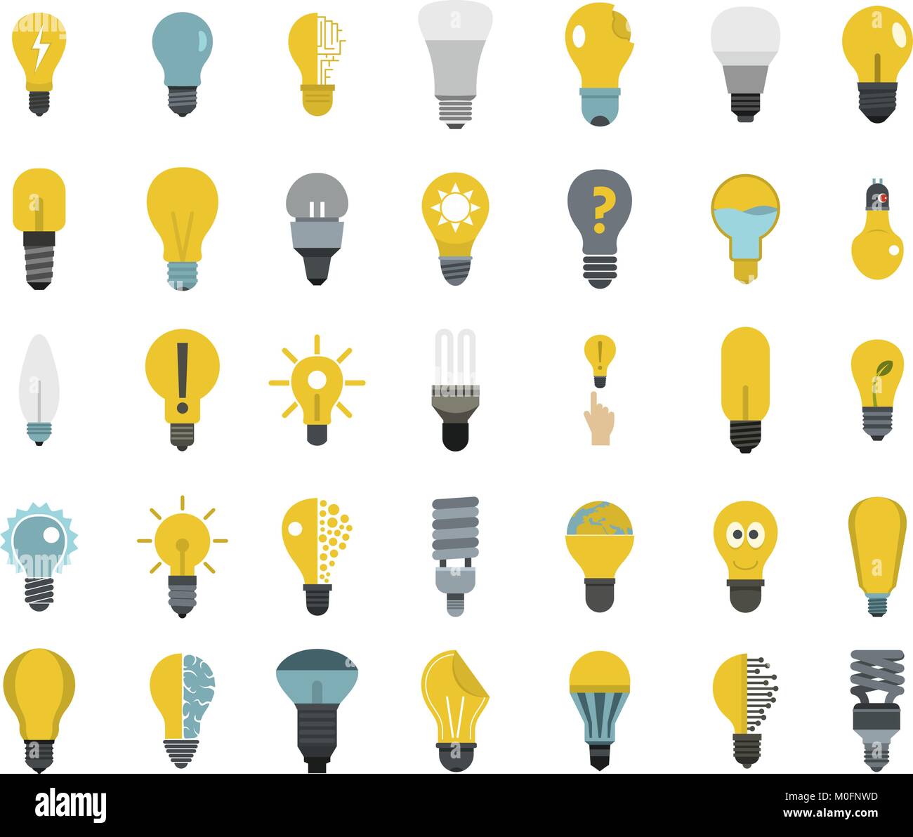 Bulb icon set, flat style Stock Vector Image & Art - Alamy