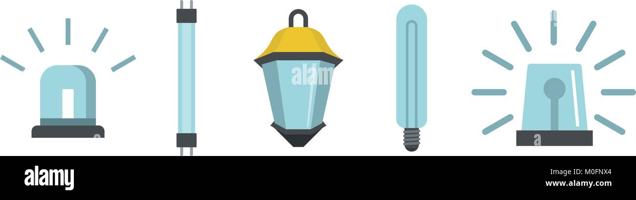 Blue light icon set, flat style Stock Vector Image & Art - Alamy