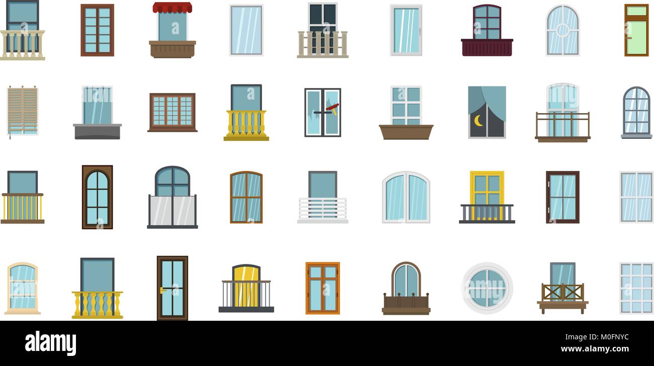 Window icon set, flat style Stock Vector Image & Art - Alamy