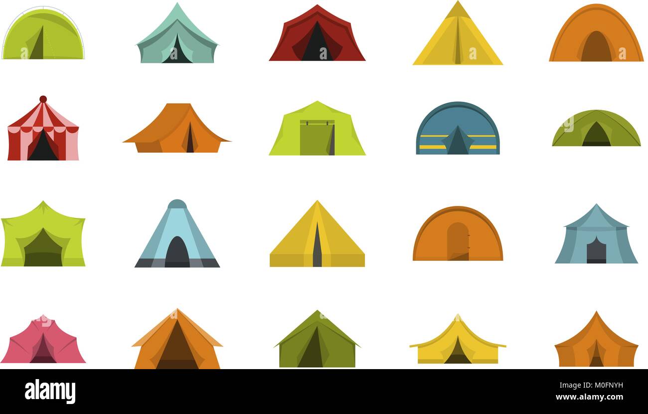 Tent icon set, flat style Stock Vector Image & Art - Alamy