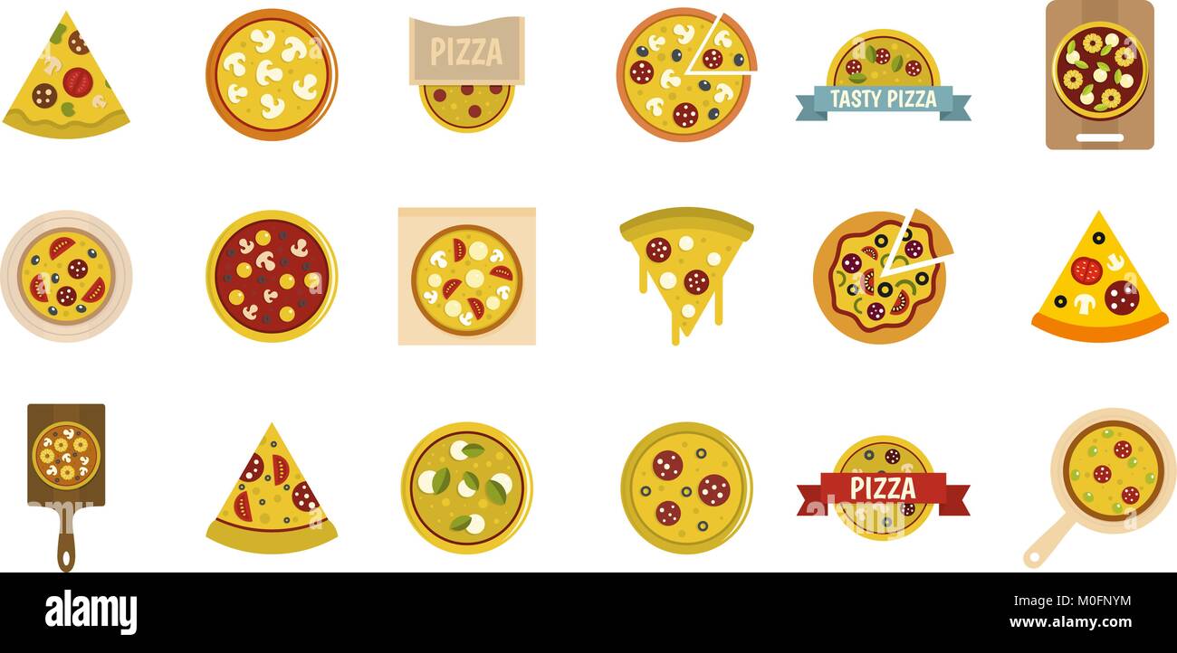 Pizza icon set, flat style Stock Vector Image & Art - Alamy