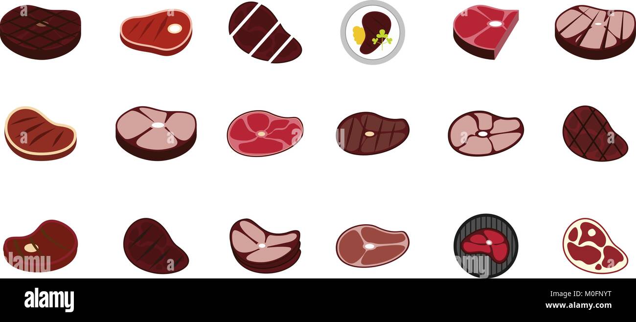 Beef icon set, flat style Stock Vector Image & Art - Alamy