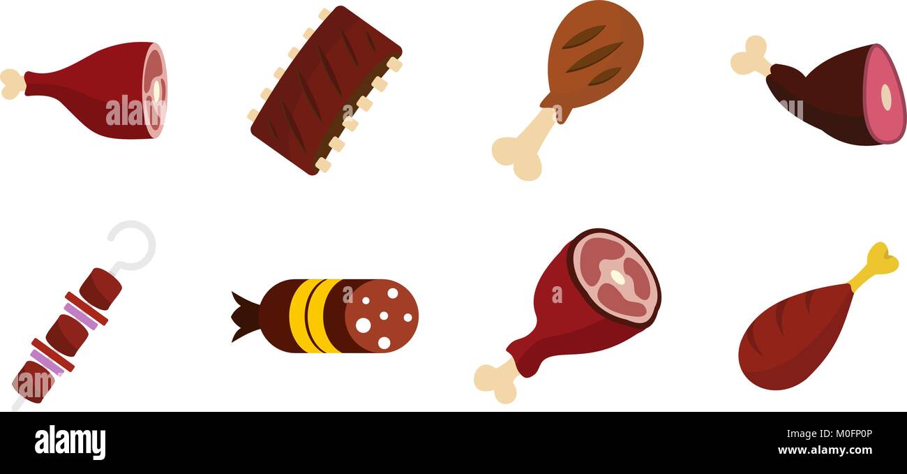 Meat icon set, flat style Stock Vector Image & Art - Alamy