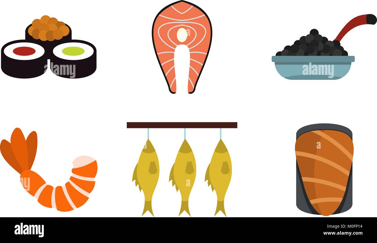 Fish food icon set, flat style Stock Vector Image & Art - Alamy