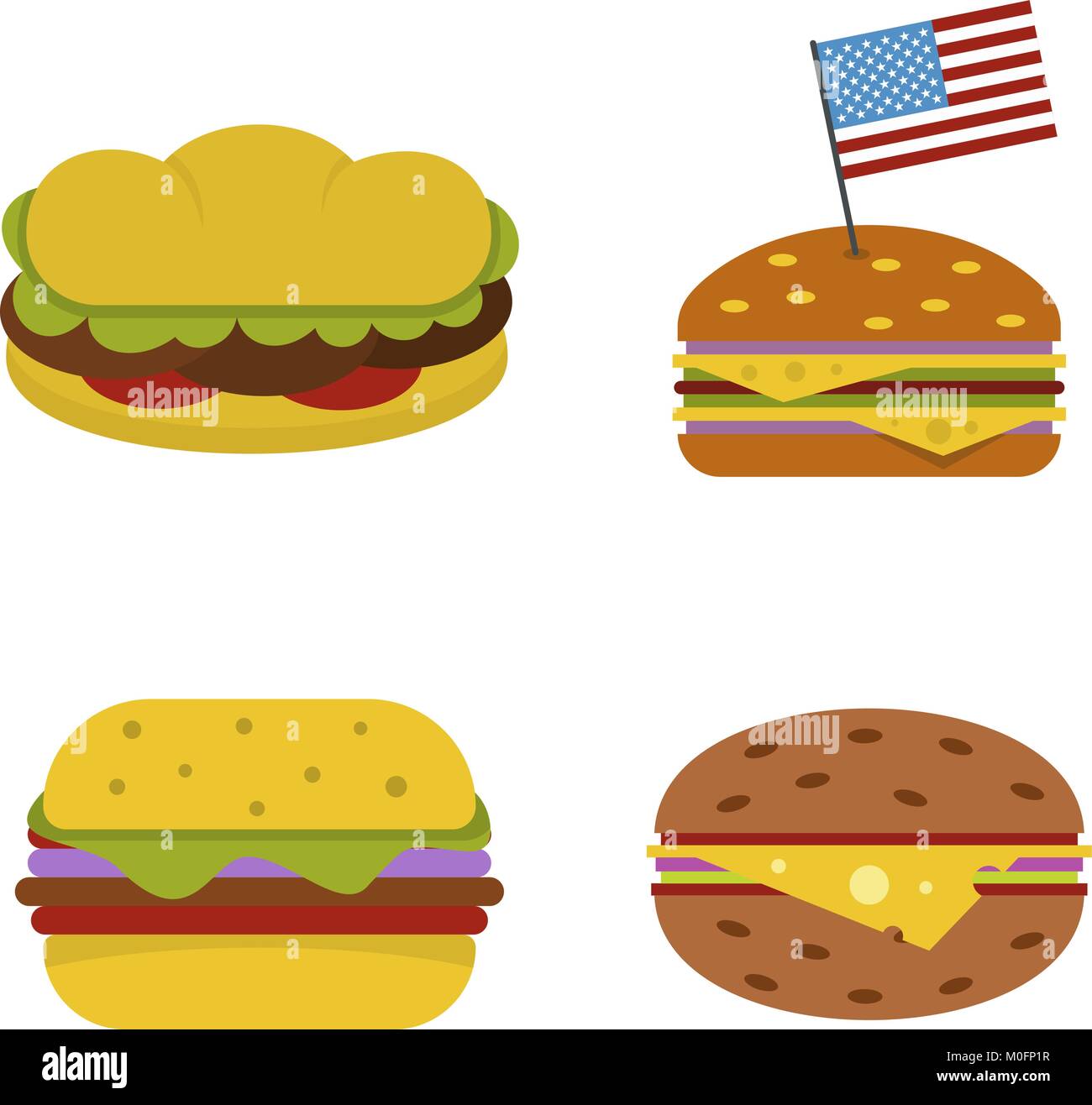 Hamburger icon set, flat style Stock Vector Image & Art - Alamy