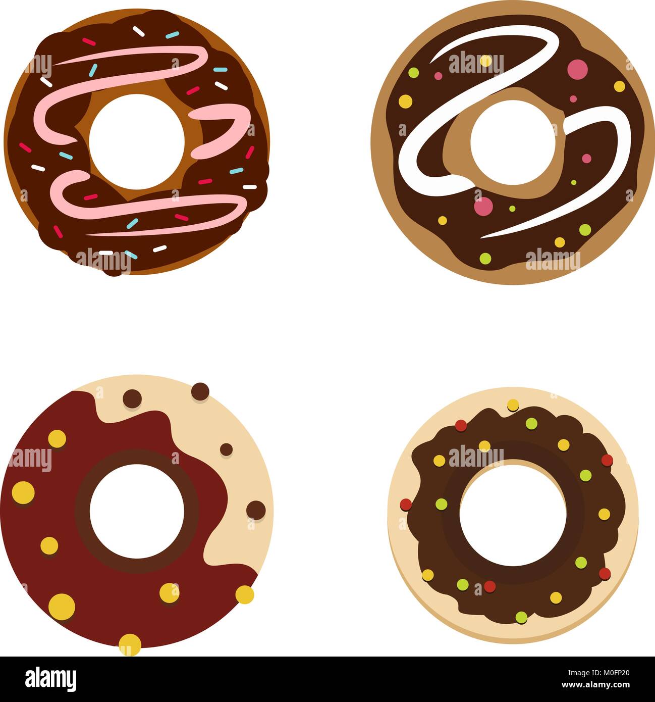 Donut icon set, flat style Stock Vector Image & Art - Alamy
