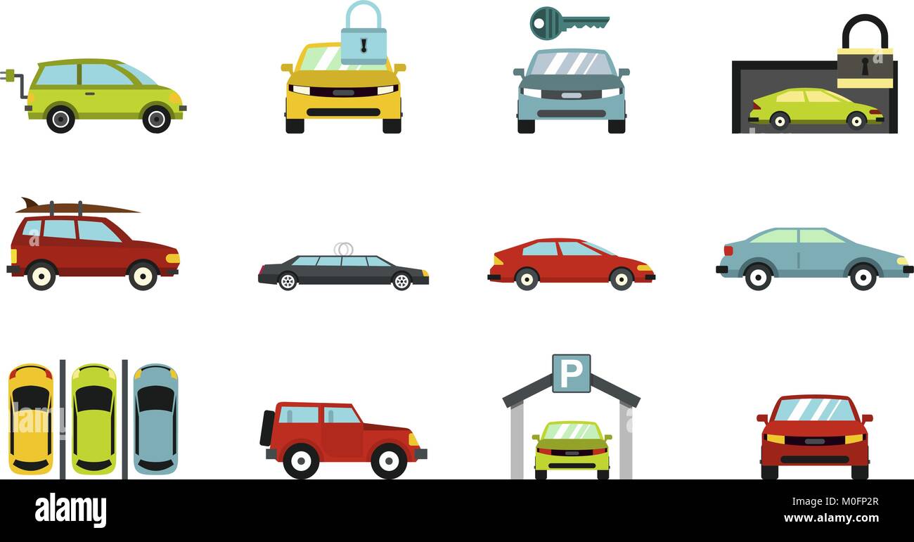 Cars icon set, flat style Stock Vector Image & Art - Alamy