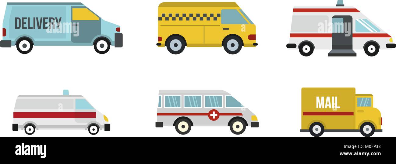 Minivan icon set, flat style Stock Vector Image & Art - Alamy
