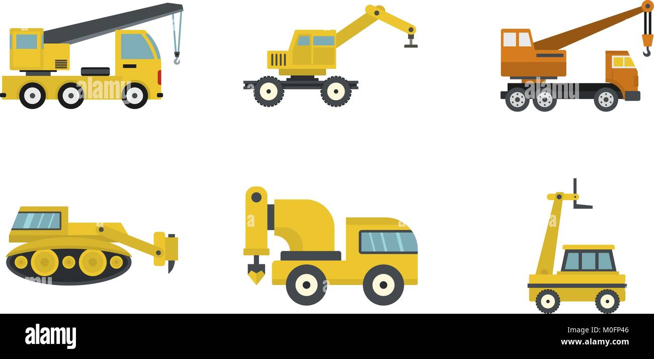 Construction vehicle icon set, flat style Stock Vector Image & Art - Alamy
