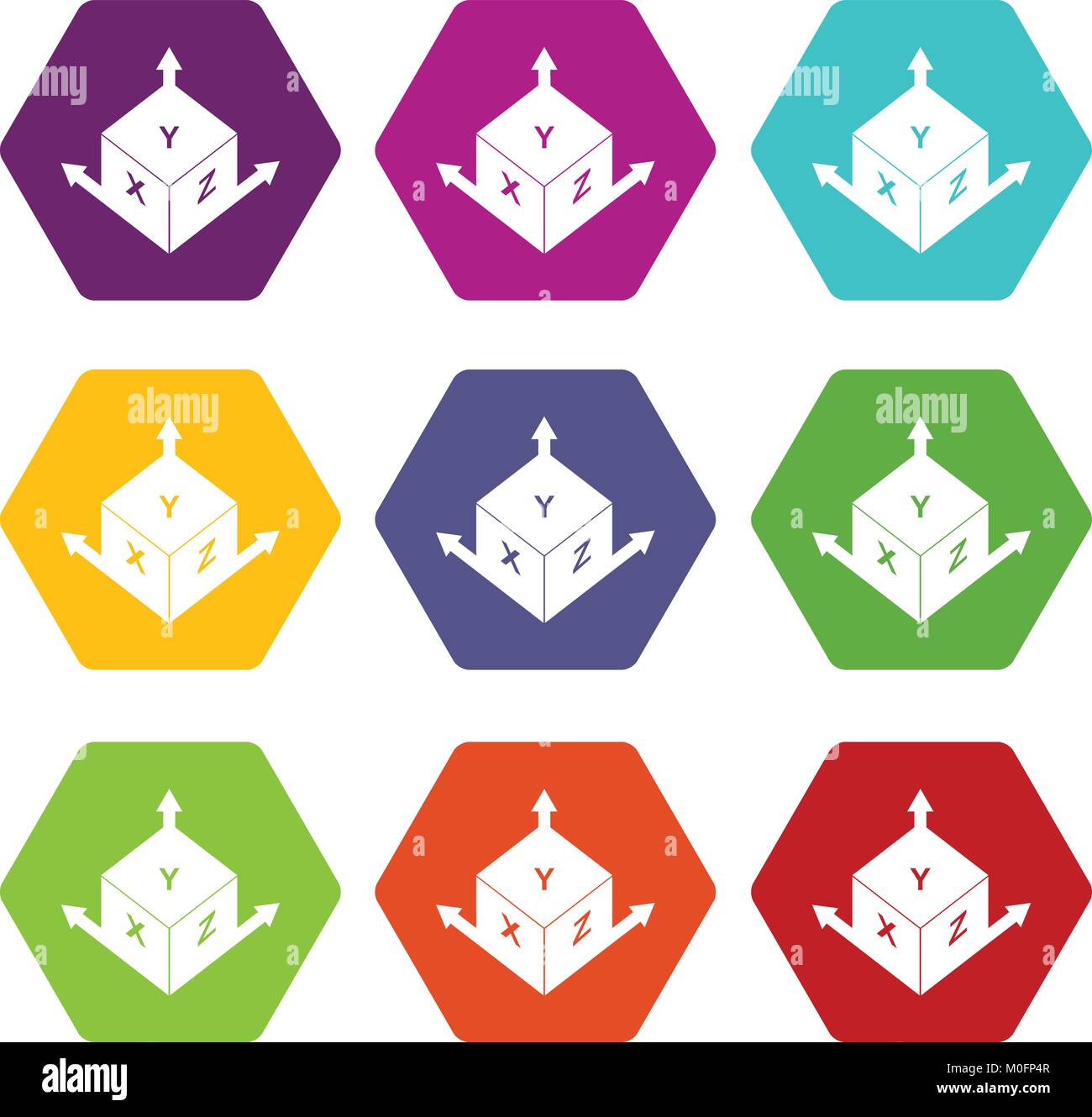 Measurement cube square icon set color hexahedron Stock Vector Image ...