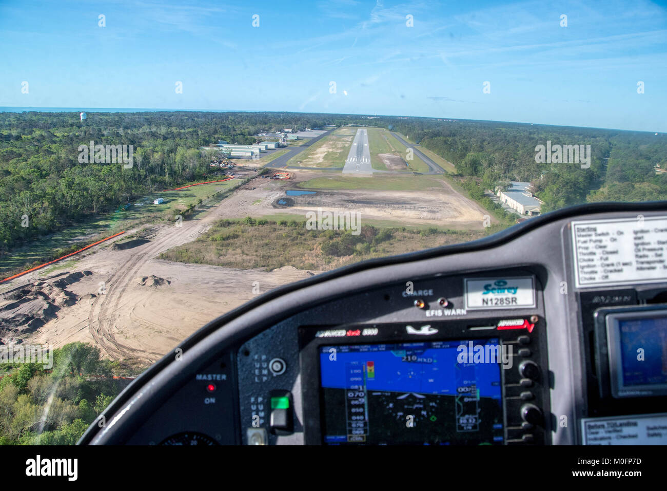 Approaching the runway from the cockpit of a Searey seaplane Stock ...