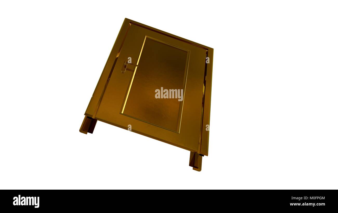 3d rendering of a reflective golden door isolated on white Stock Photo ...