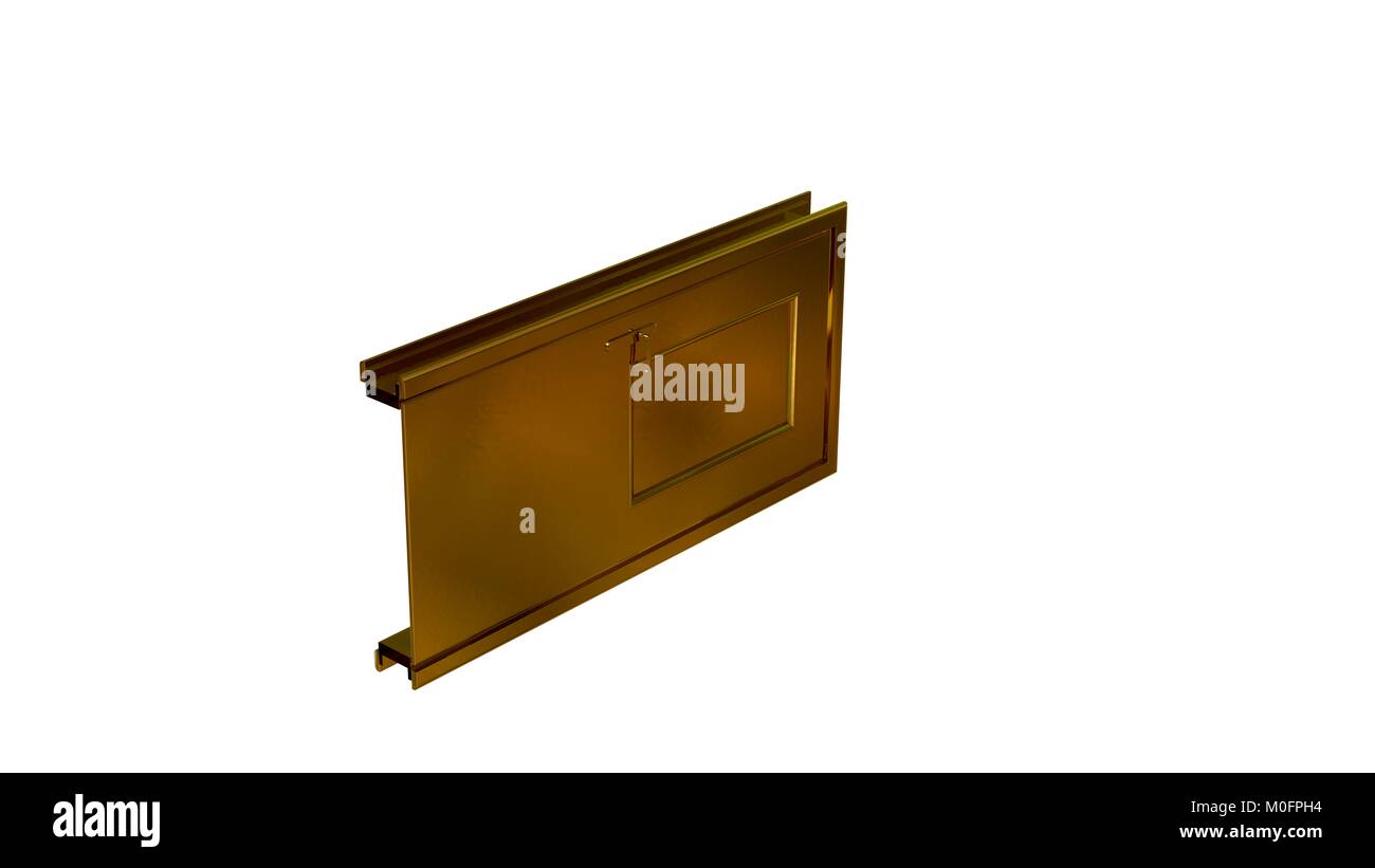 3d rendering of a reflective golden door isolated on white Stock Photo ...