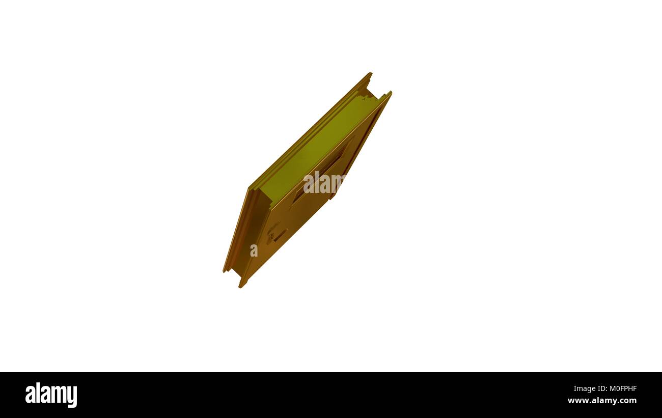 3d rendering of a reflective golden door isolated on white Stock Photo ...