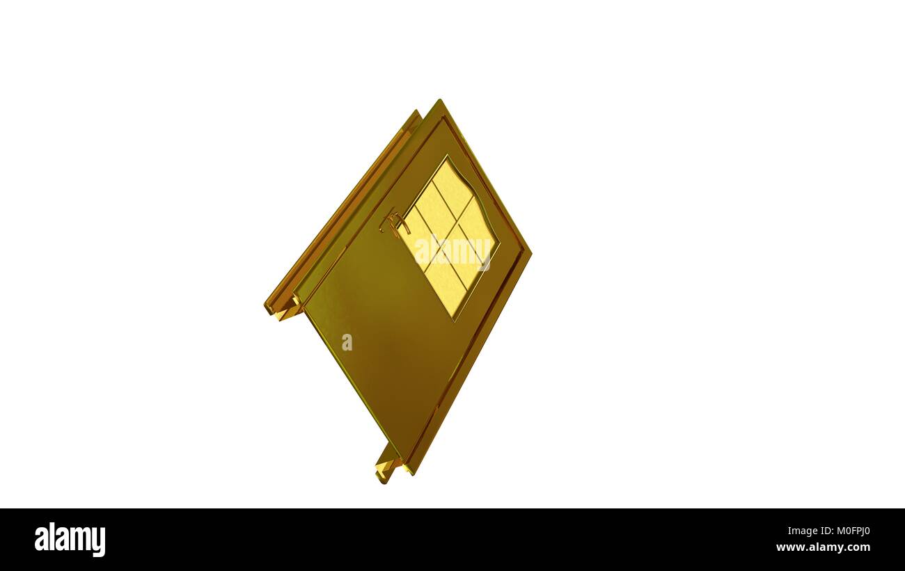 3d rendering of a reflective golden door isolated on white Stock Photo ...