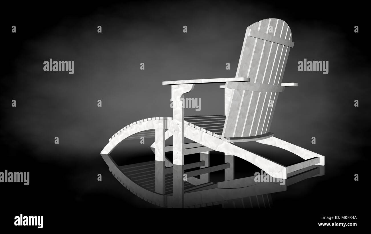 3d rendering of a white chair on a black background with ground ...