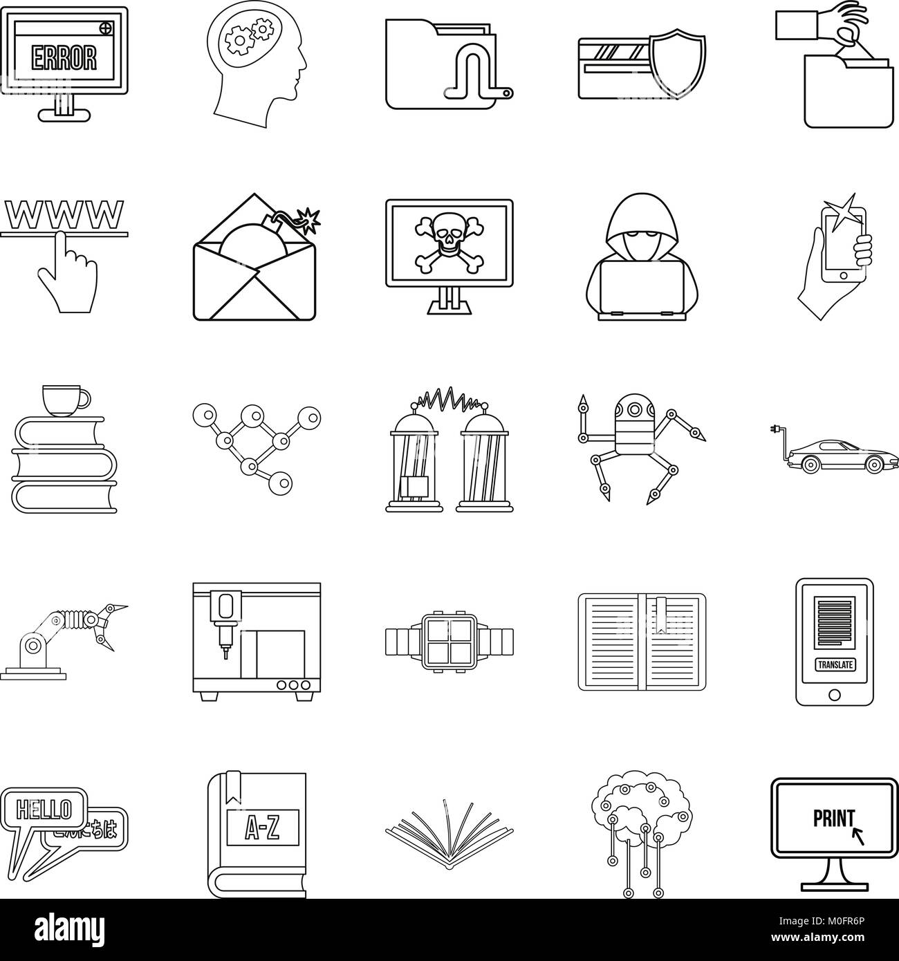 Cybernetics icons set, outline style Stock Vector Image & Art - Alamy