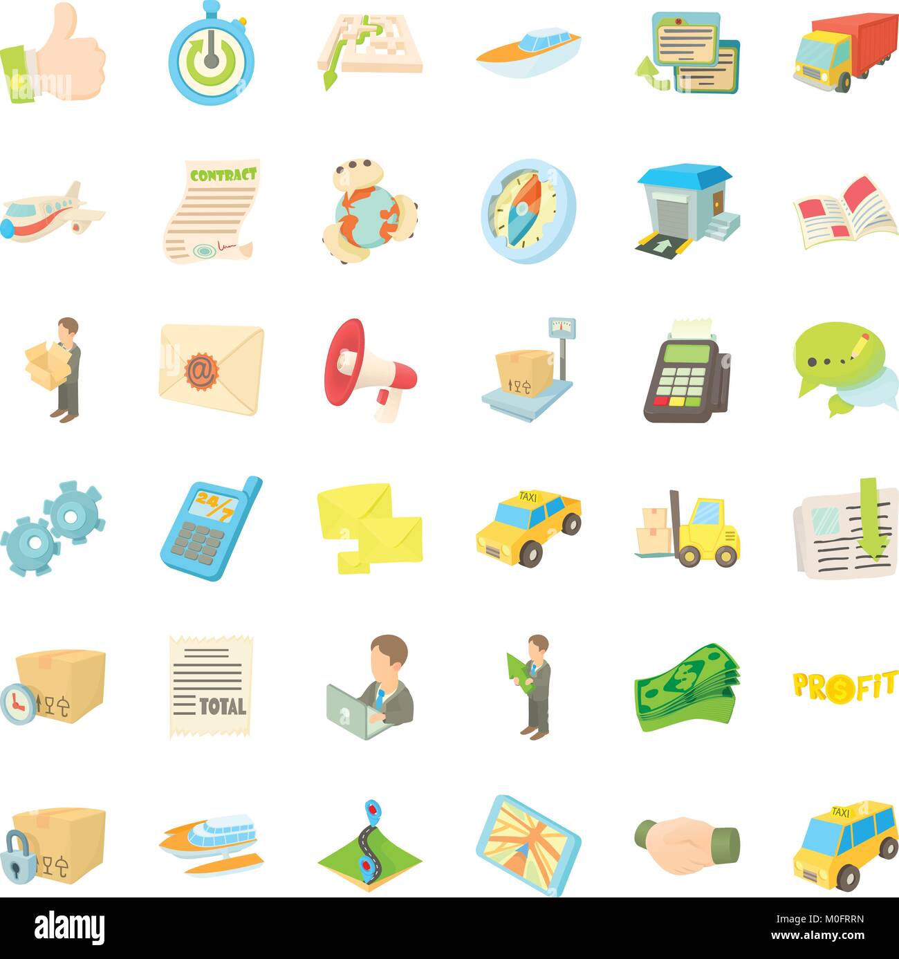 Logistic icons set, cartoon style Stock Vector Image & Art - Alamy