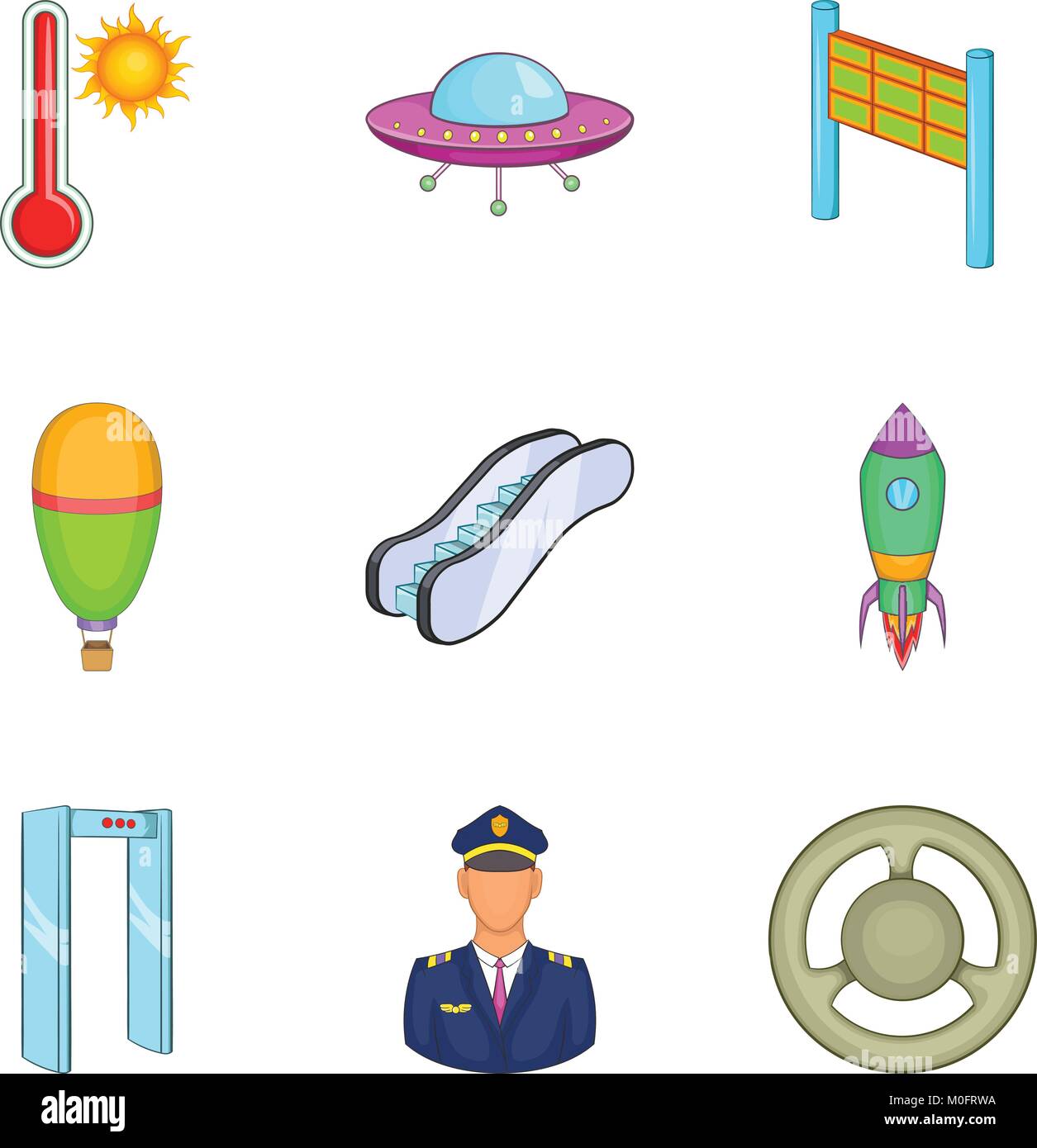 Flight aviation icons set, cartoon style Stock Vector Image & Art - Alamy