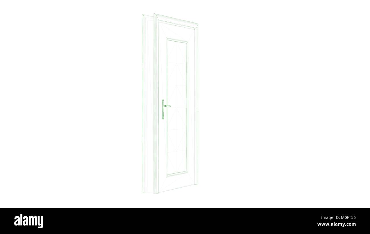 3d rendering of a blueprint hand drawn door isolated on white Stock ...