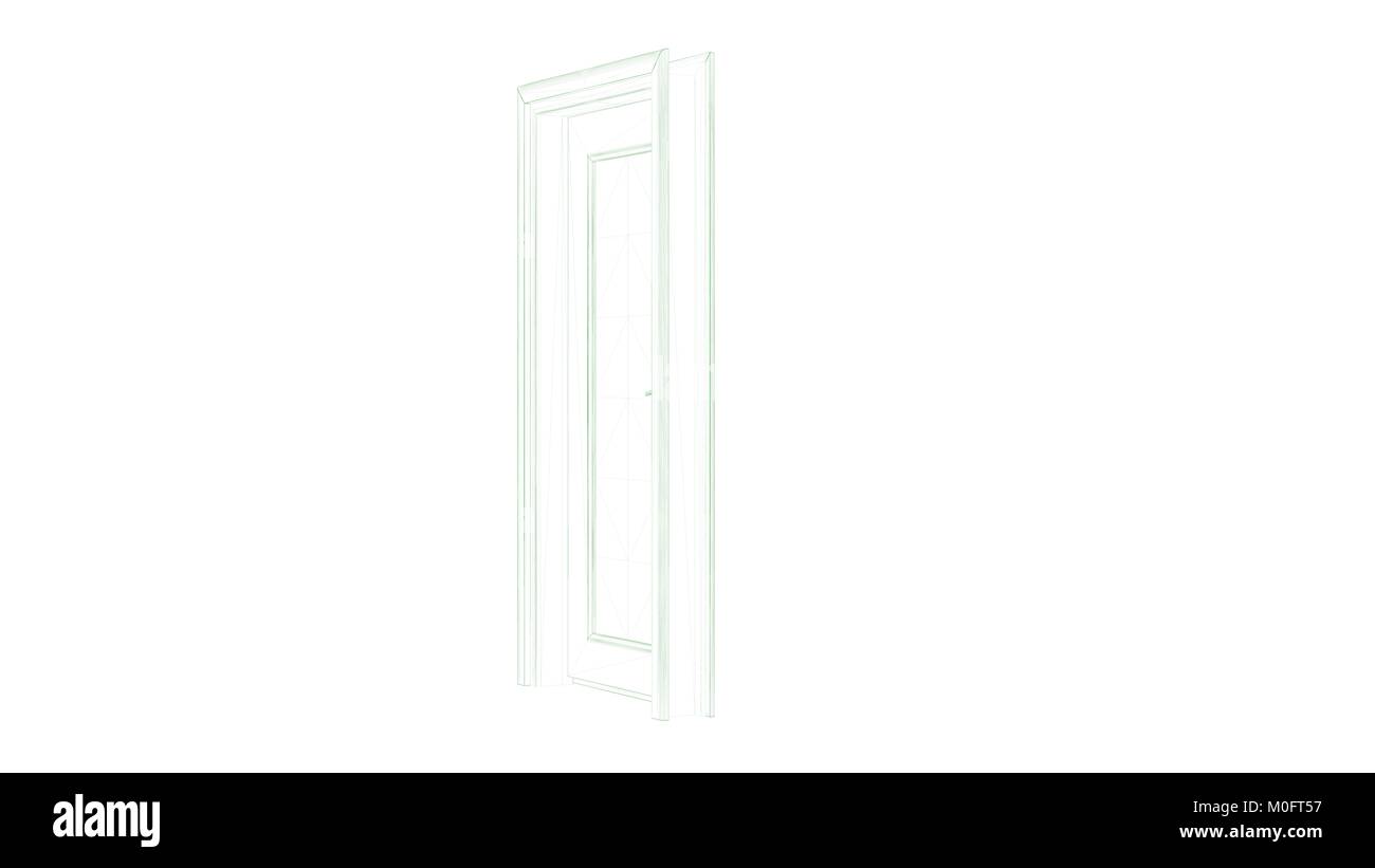 3d rendering of a blueprint hand drawn door isolated on white Stock ...