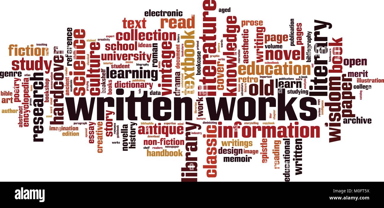 Written works word cloud concept. Vector illustration Stock Vector ...