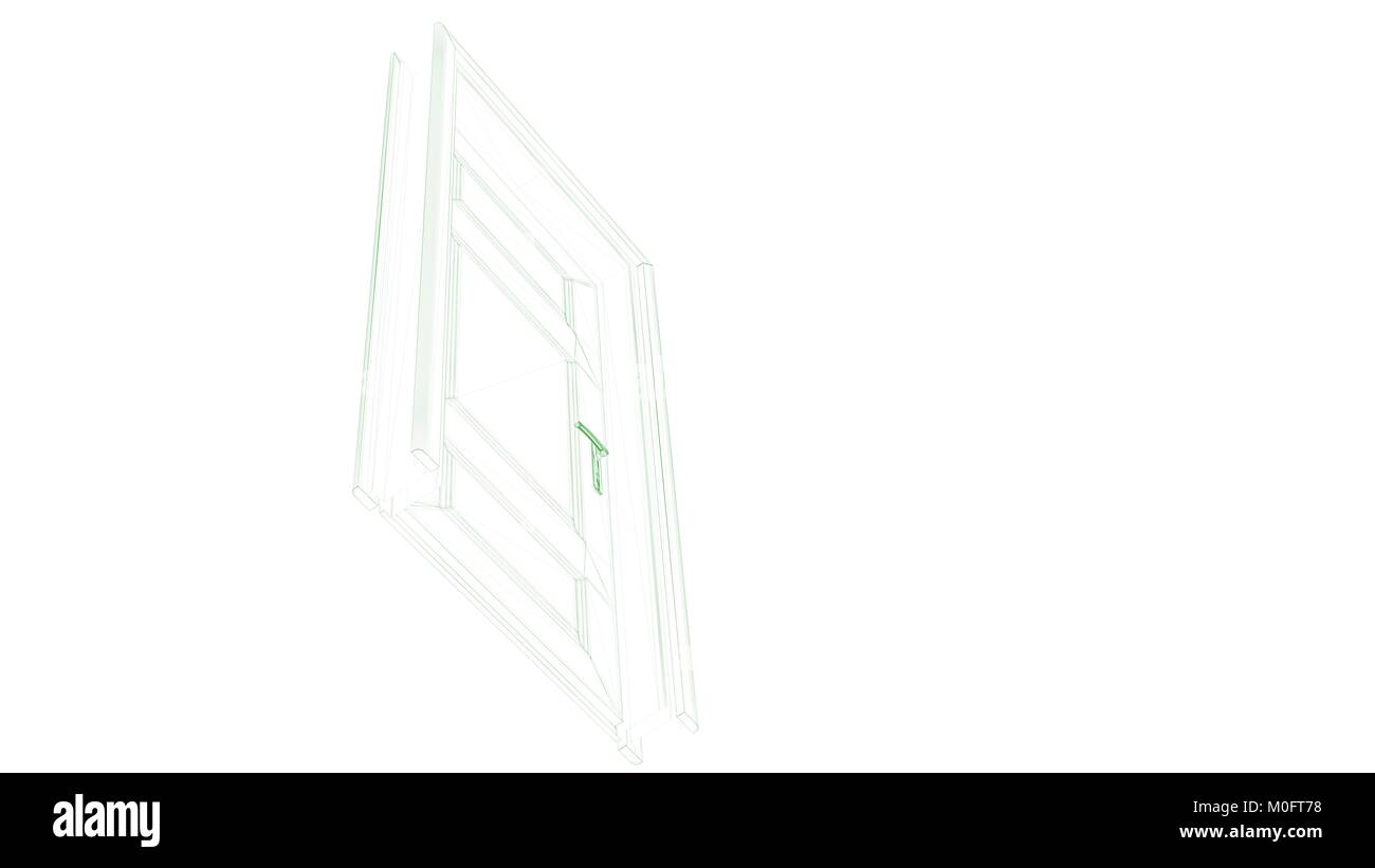 3d rendering of a blueprint hand drawn door isolated on white Stock ...