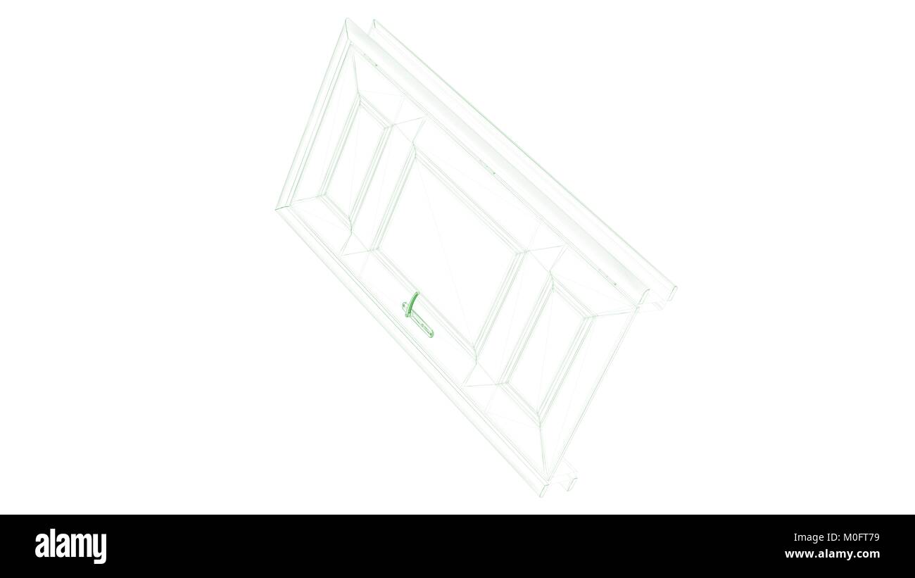 3d rendering of a blueprint hand drawn door isolated on white Stock ...