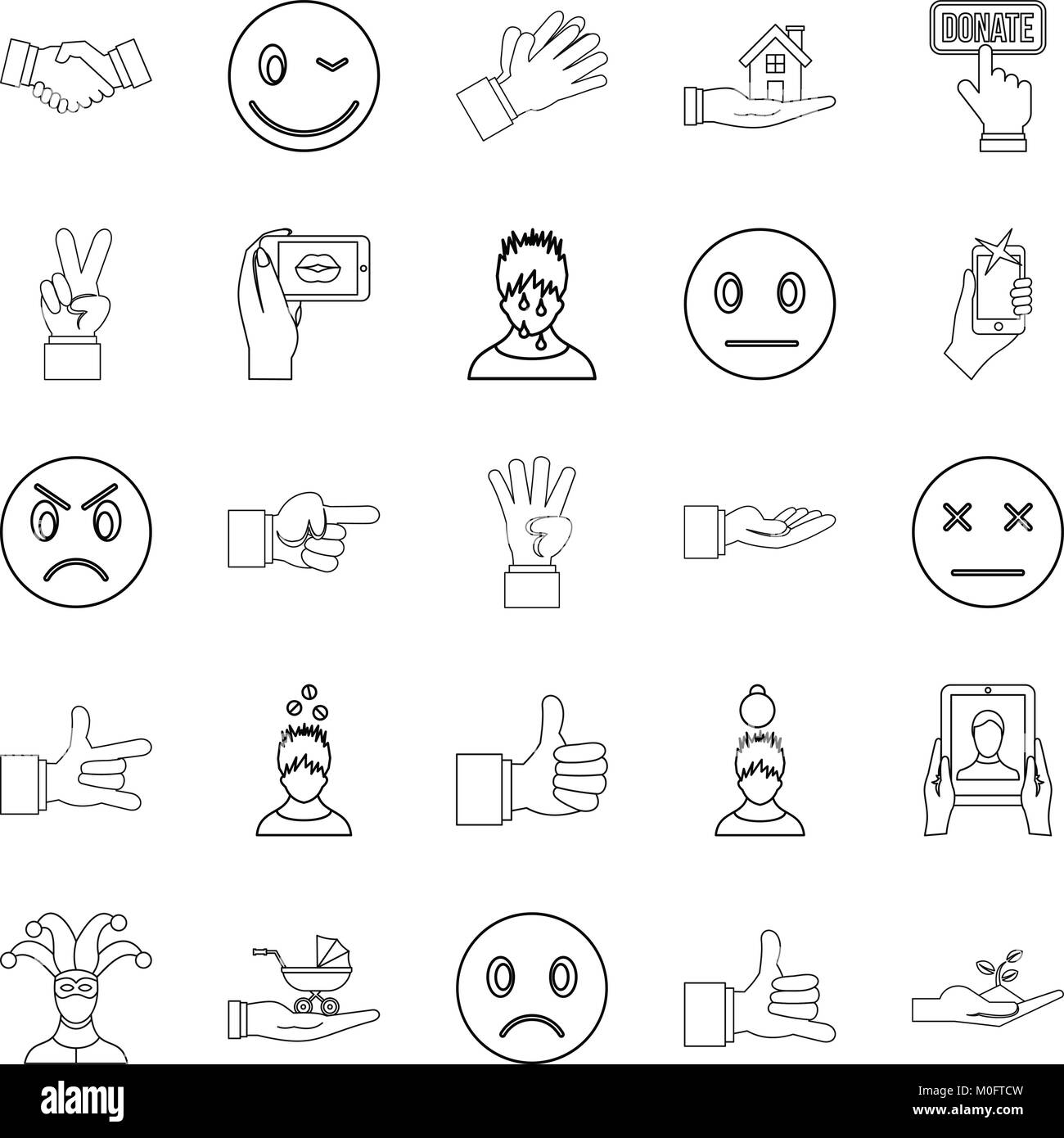 Feeling icons set, outline style Stock Vector Image & Art - Alamy