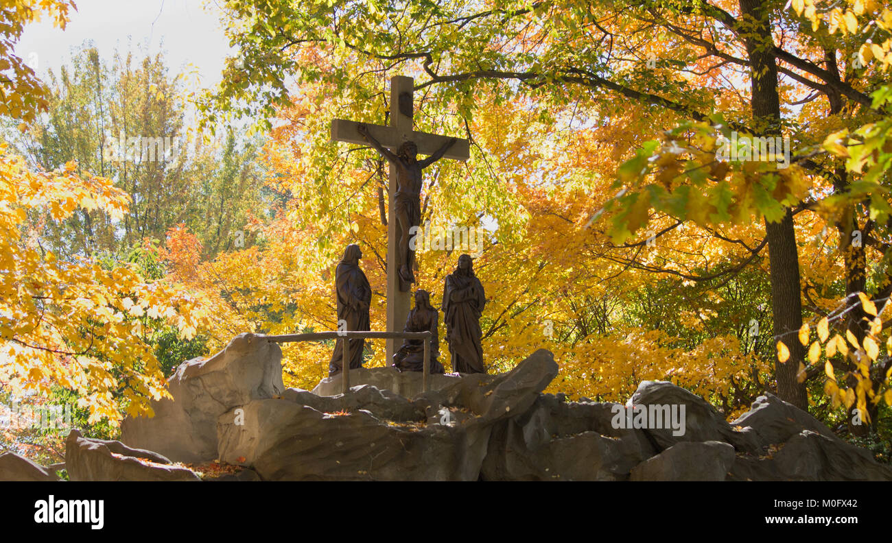 Our Lady of the Cap shrine in Quebec, Canada in a bright fall sunny day ...