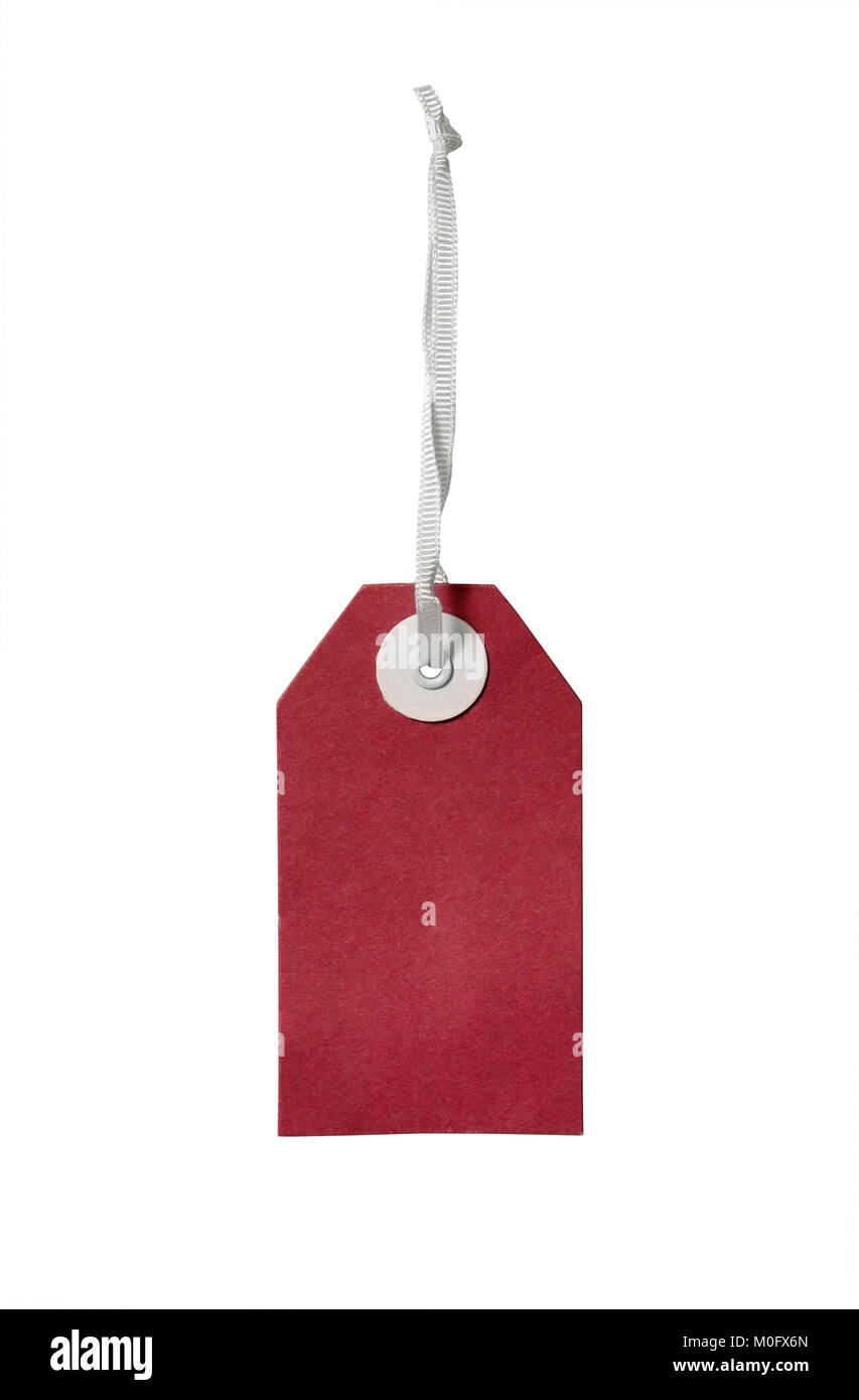 red blank gift tag isolated on white background Stock Photo - Alamy