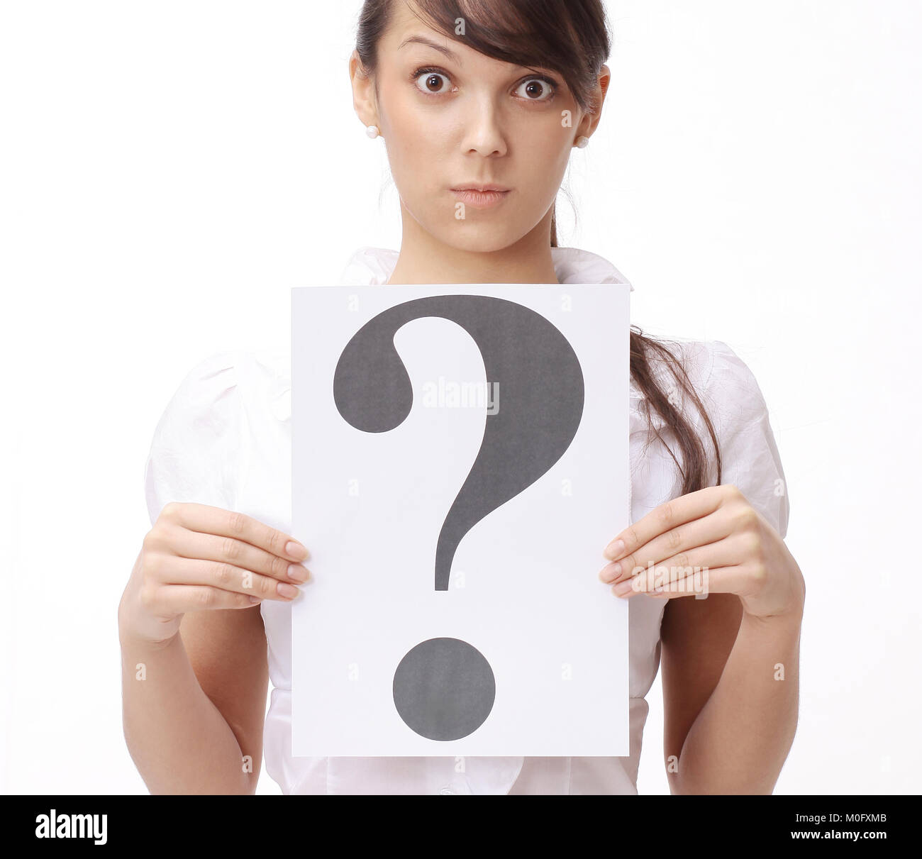Surprised woman question mark hi-res stock photography and images - Alamy