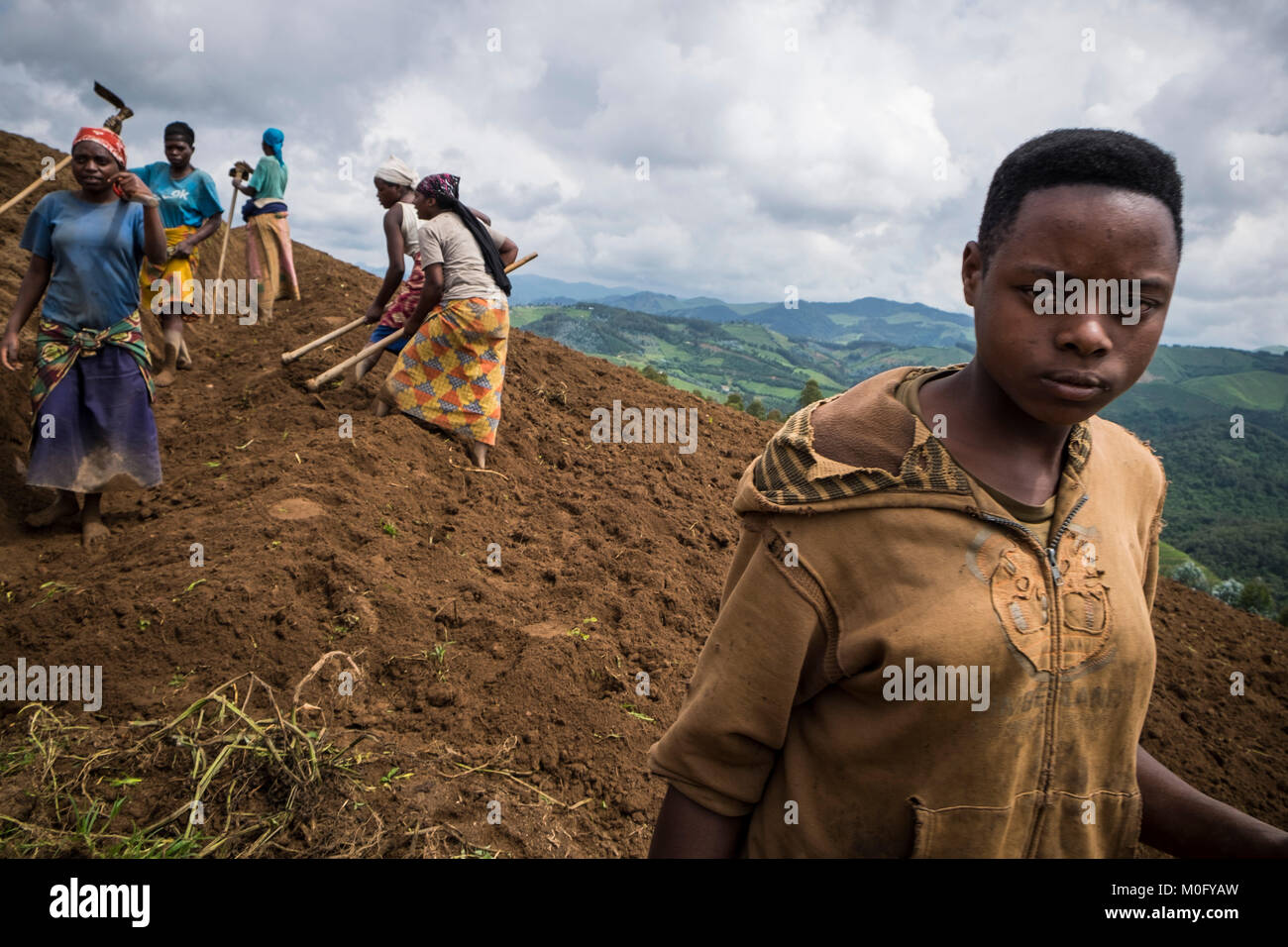 Rwanda, surrounding of Kibuye, peasants at work Stock Photo - Alamy