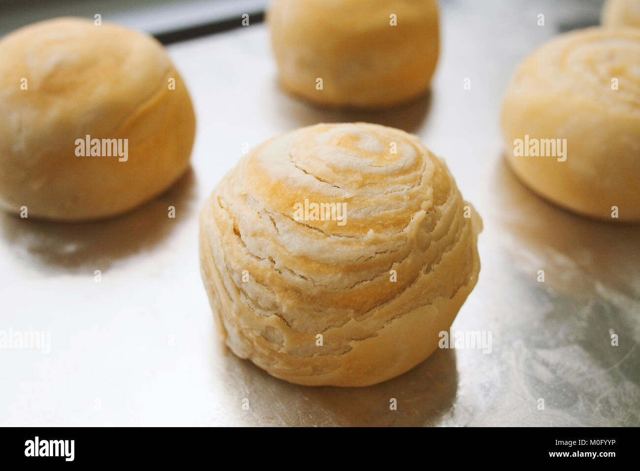 suzhou style mooncake eaten during Chinese mid-autumn festival Stock ...
