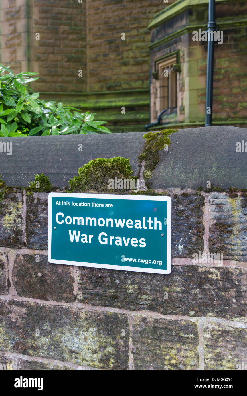 Commonwealth War Graves commission plaque on the churchyard wall of St ...
