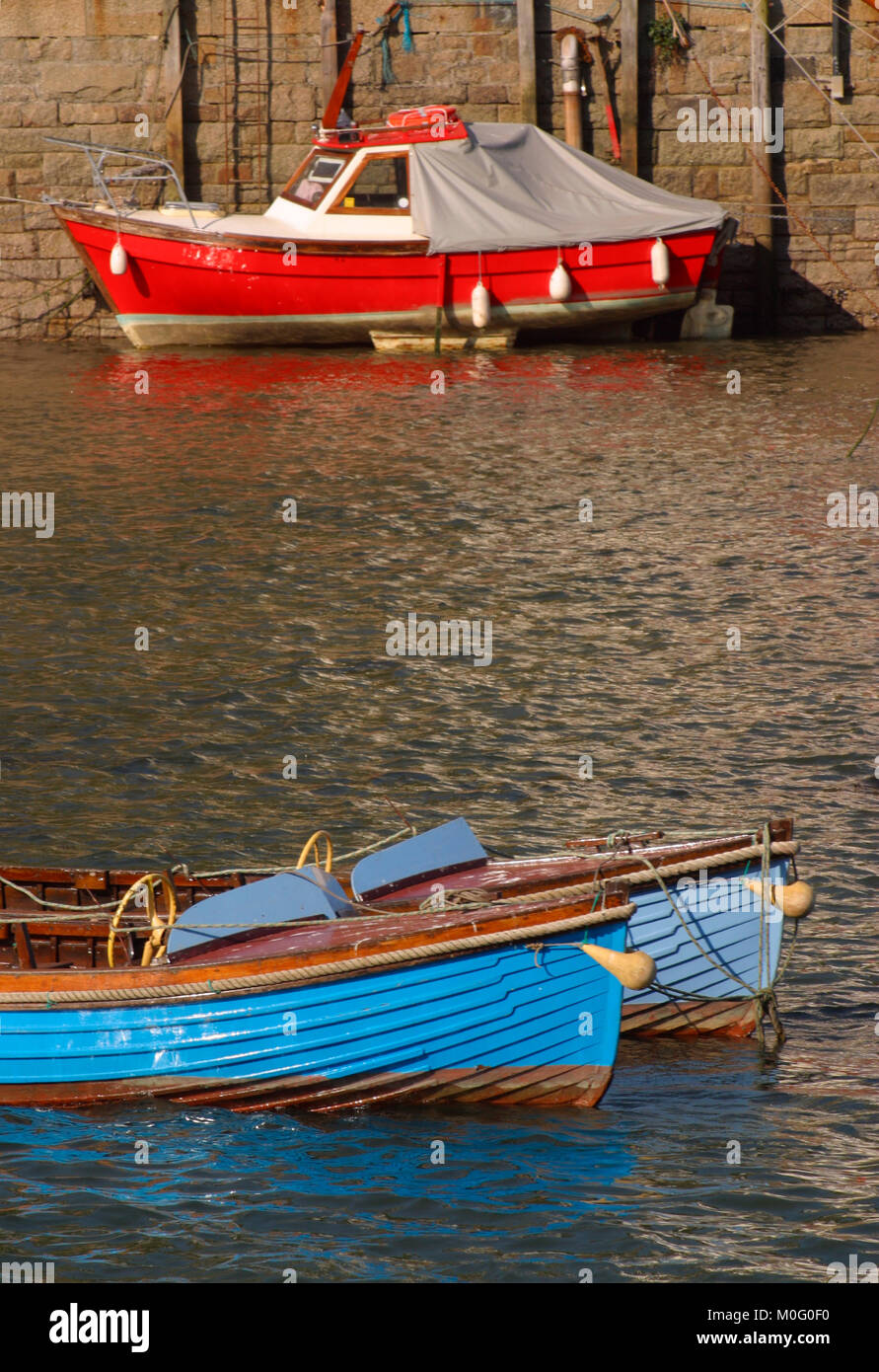 Red & blue motor boats pattern, Looe, Cornwall, England, UK, Europe ...