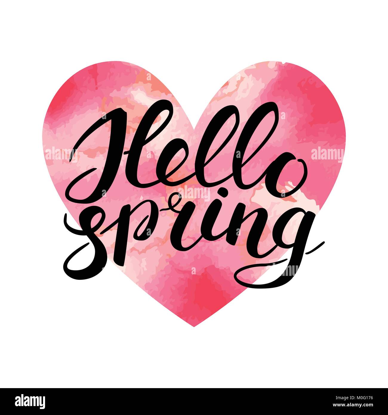 Phrase Hello spring Brush Pen lettering. Handwritten vector ...