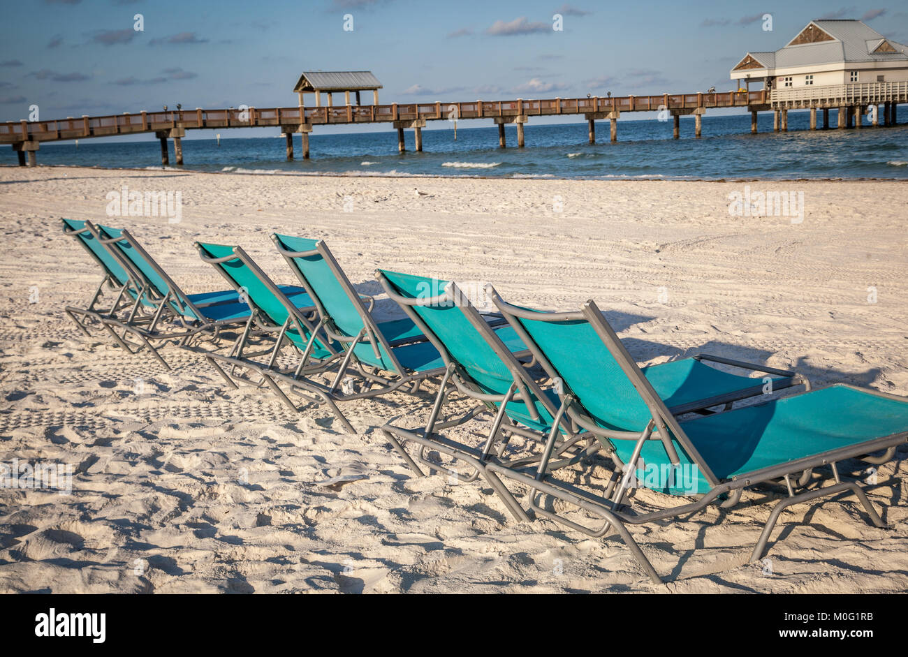 Beach chairs set up for tourists in Clearwater Beach Stock Photo - Alamy