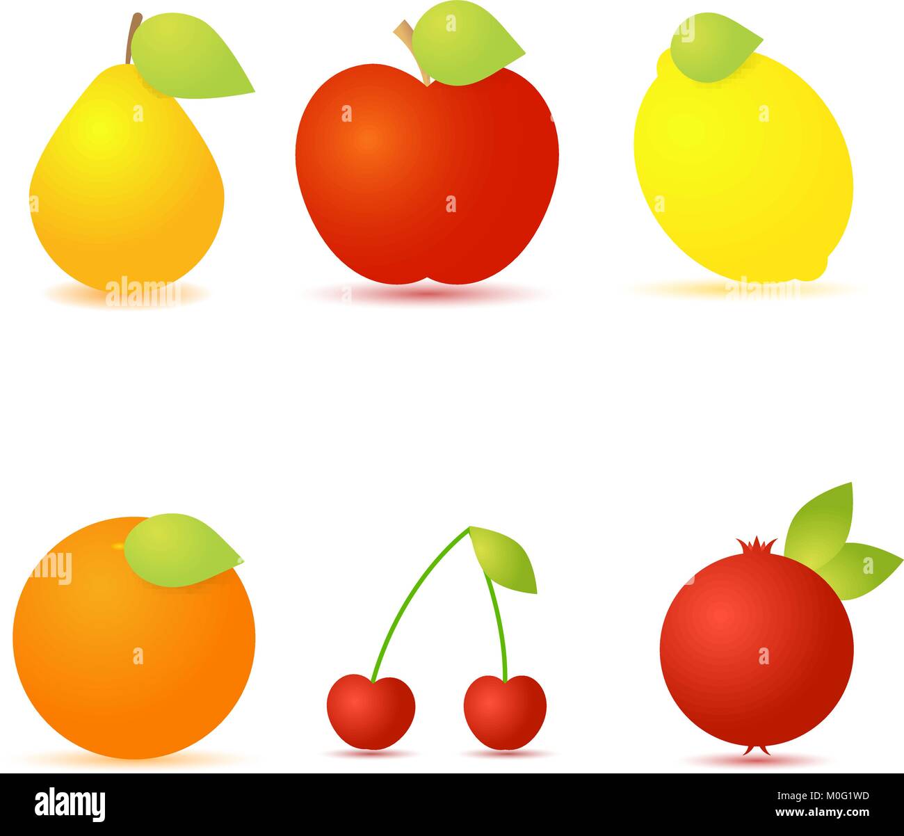 Set of fresh fruit on a white background. Vector illustration Stock ...